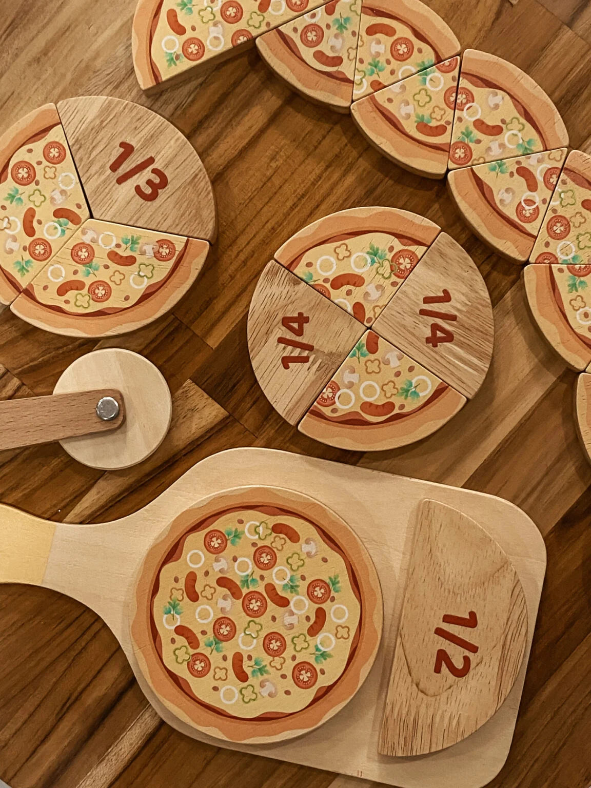 Wooden Pizza Fraction Learning Kit | Montessori-n-Such