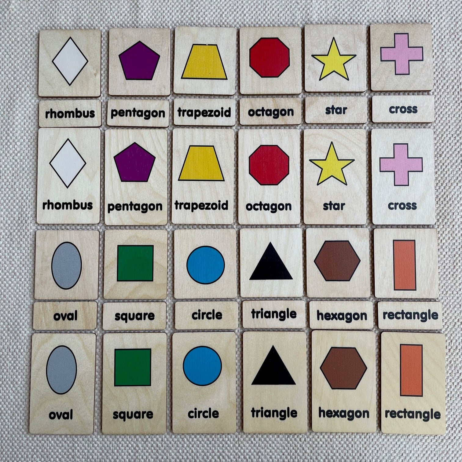 Shapes 3-Part Wood Tile Cards | Montessori-n-Such