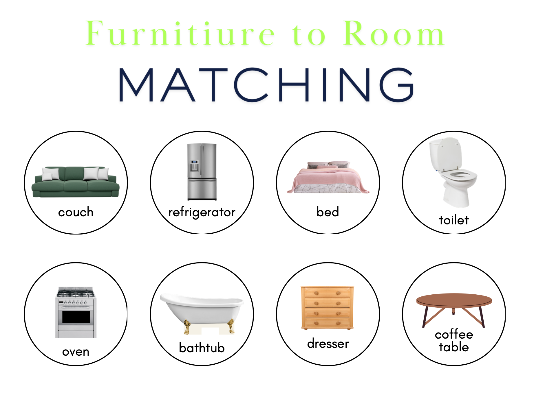 Furniture to Room Matching Activity Download | Montessori-n-Such