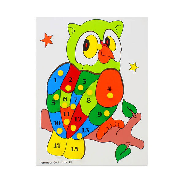 Number Inset Puzzle Board Owl Count 1-15 | Montessori-n-Such
