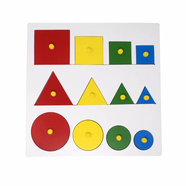 Geometric Shape and Size Puzzle with Knobs | Montessori-n-Such
