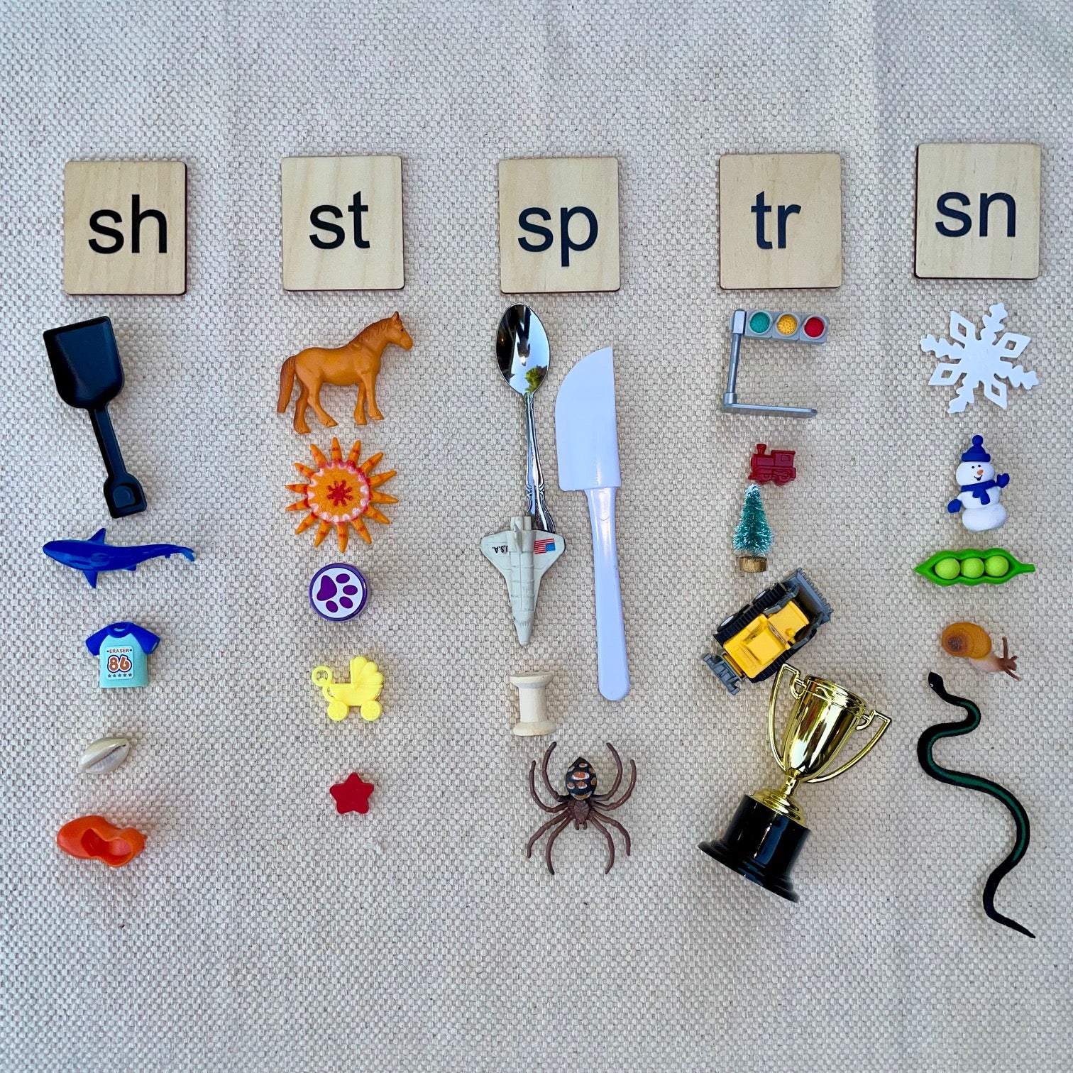 Bag Full of Blends & Digraphs Objects Kit (sh, sn, sp, st, tr) -With W ...