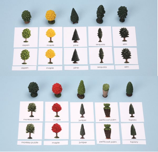Trees Miniatures with 3-Part Laminated Cards | Montessori-n-Such